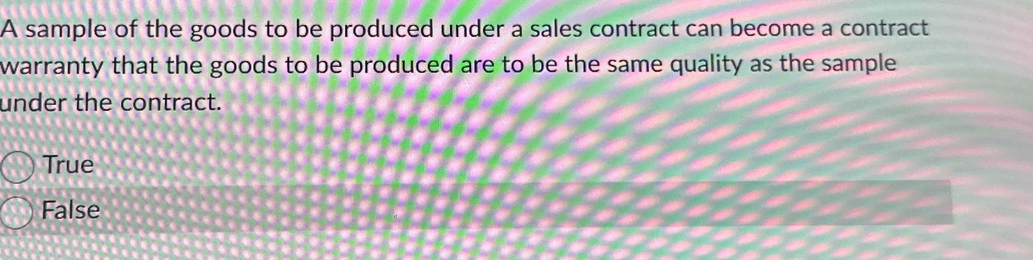 Solved A sample of the goods to be produced under a sales | Chegg.com