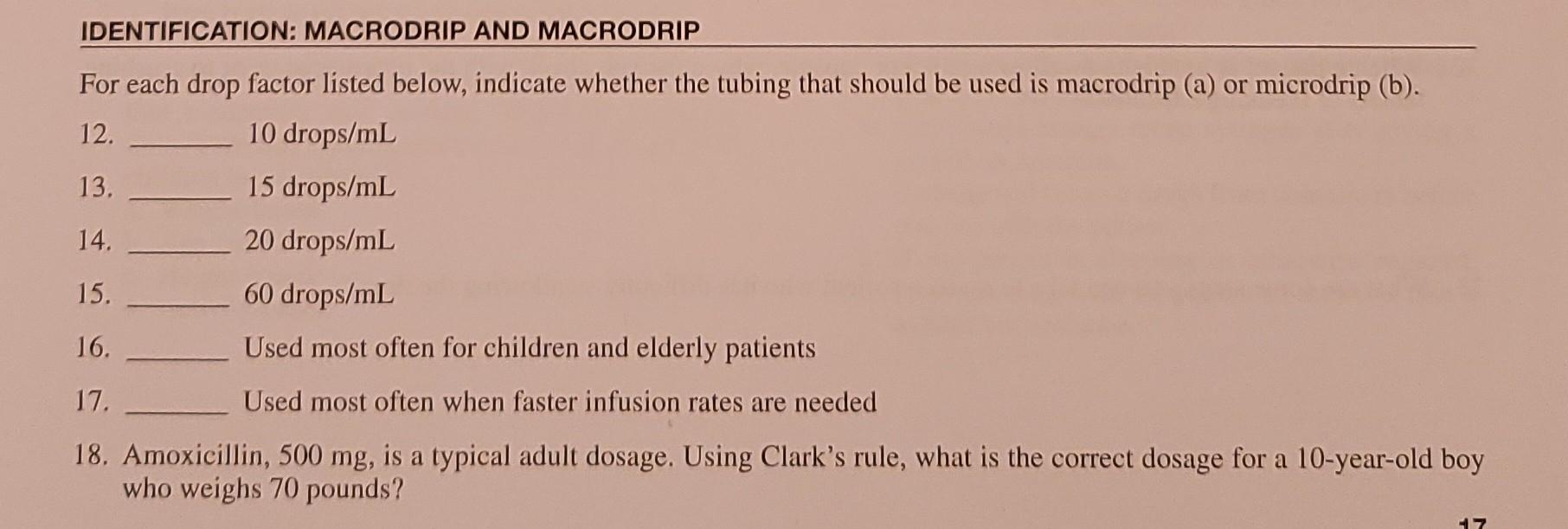 Solved IDENTIFICATION: MACRODRIP AND MACRODRIP For each drop | Chegg.com