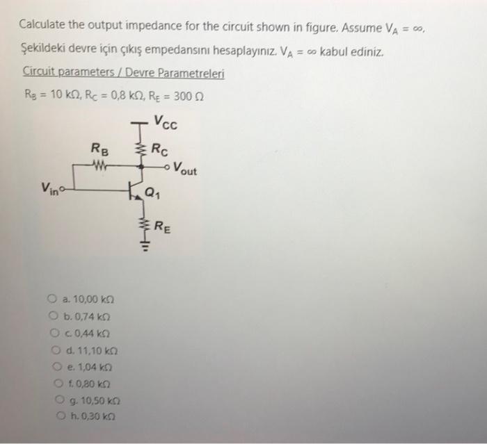 Solved Calculate the output impedance for the circuit shown | Chegg.com