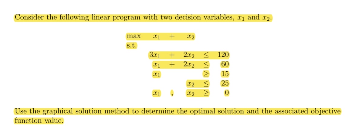 Solved Consider the following linear program with two | Chegg.com
