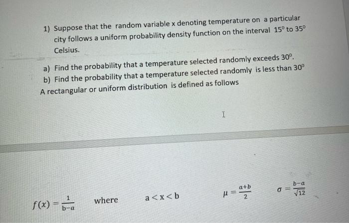 Solved 1) Suppose that the random variable x denoting | Chegg.com