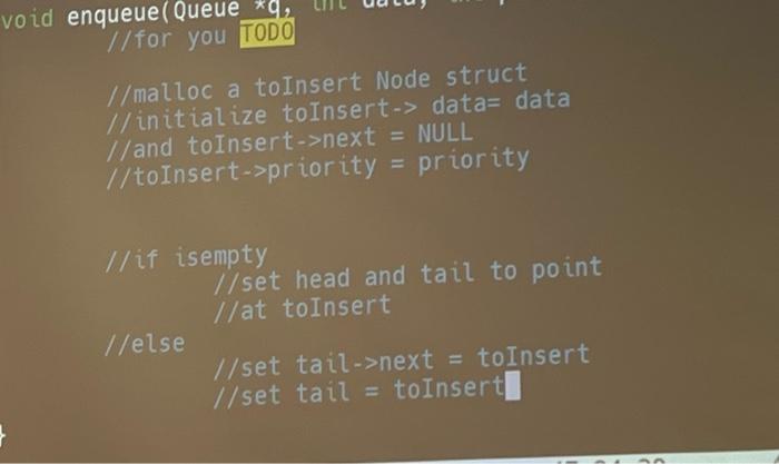 Solved In line 35 code the enqueue Function according to | Chegg.com