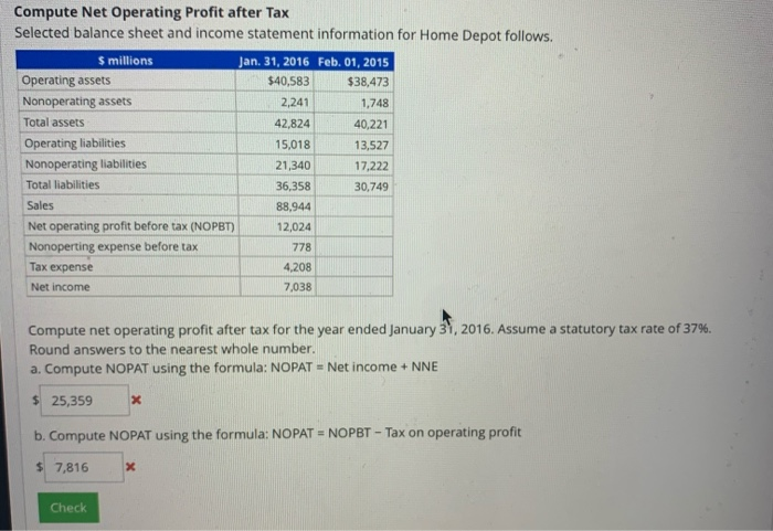 Solved Compute Net Operating Profit after Tax Selected | Chegg.com