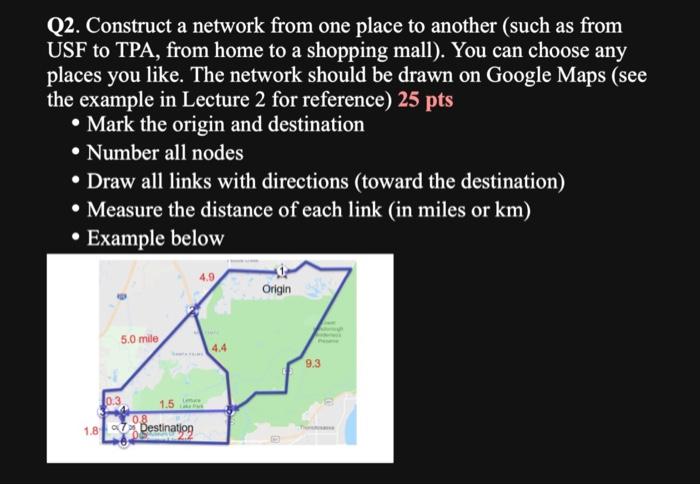 Solved Q2. Construct a network from one place to another | Chegg.com