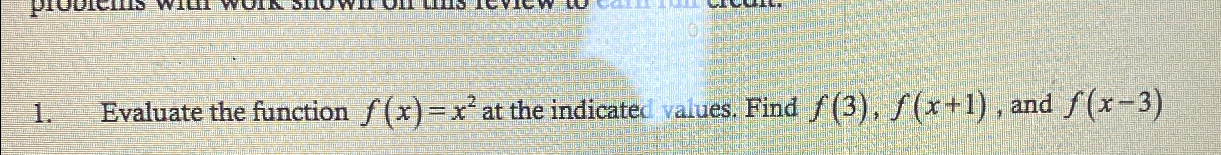 Solved Evaluate the function f(x)=x2 ﻿at the indicated | Chegg.com
