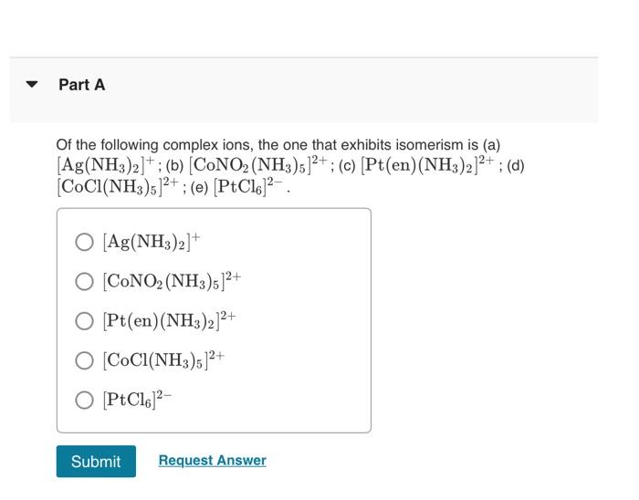 Solved Of the following complex ions, the one that exhibits | Chegg.com