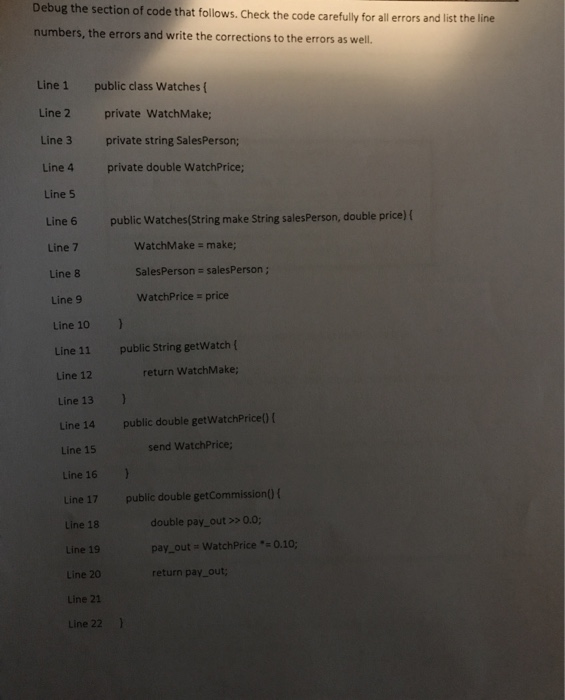 Solved Debug the section of code that follows. Check the | Chegg.com