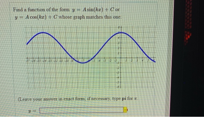 Solved Find a function of the form y= A sin(kx) + Cor y = A | Chegg.com