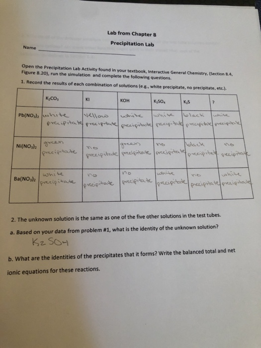 Lab from Chapter 8 Precipitation Lab Name Open the | Chegg.com