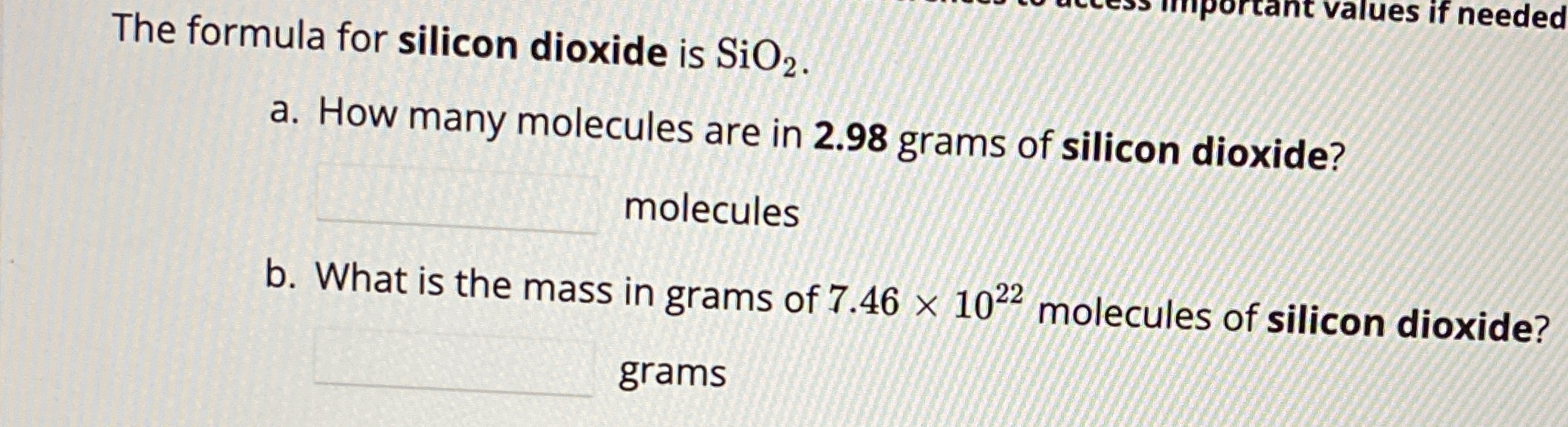 Solved The formula for silicon dioxide is SiO2.a. ﻿How many | Chegg.com