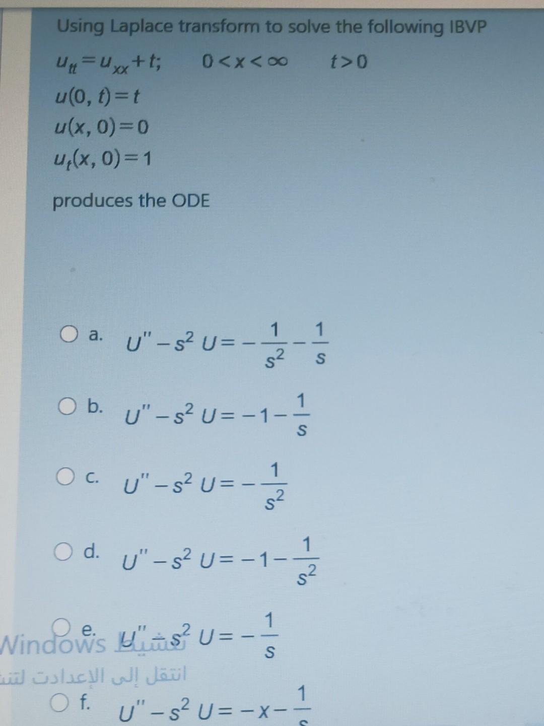 Solved Using Laplace transform to solve the following IBVP U | Chegg.com