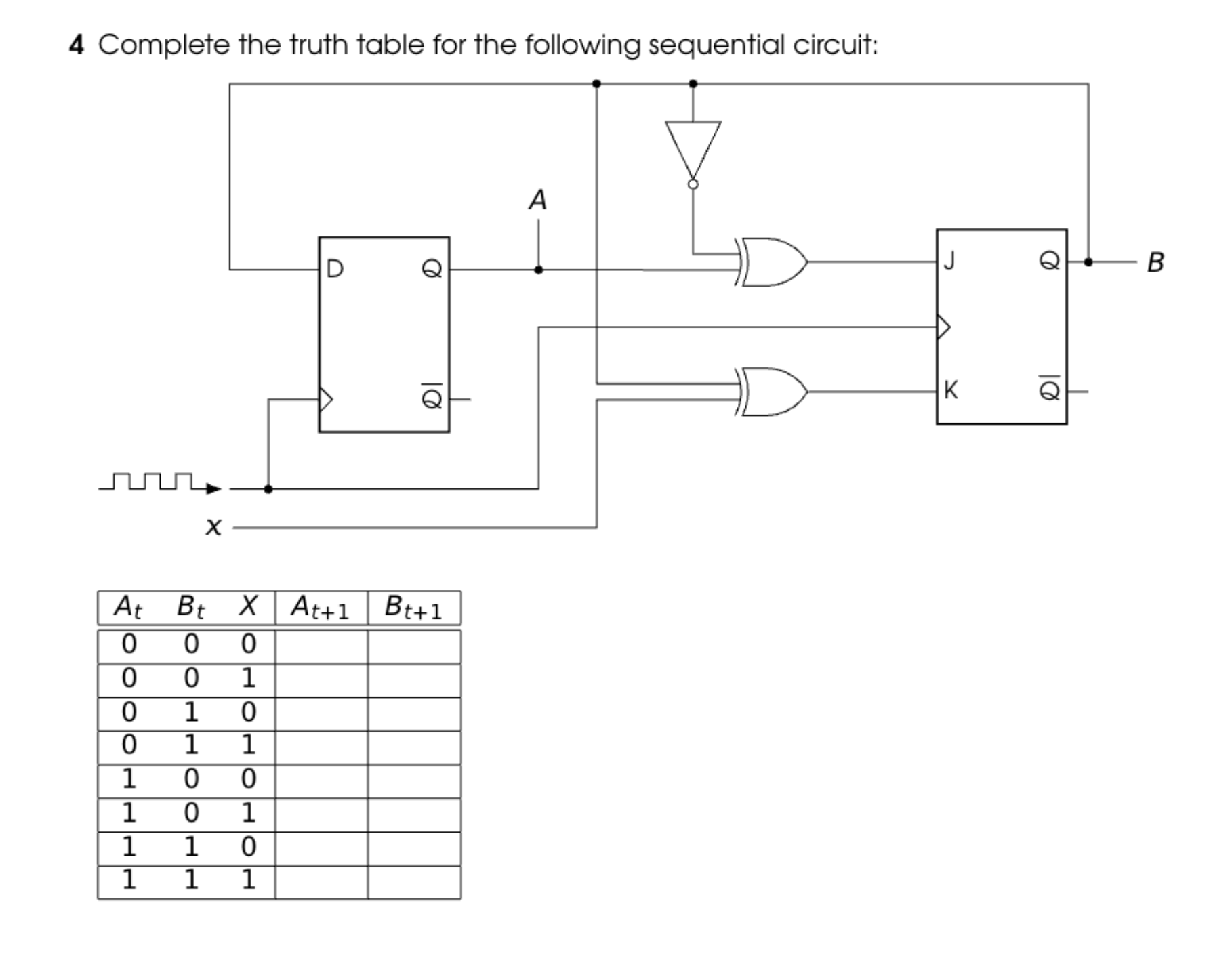 4 ﻿Complete the truth table for the following | Chegg.com