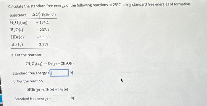 Solved Calculate the standard free energy of the following | Chegg.com