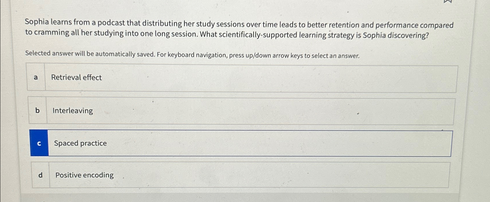 Solved Sophia learns from a podcast that distributing her | Chegg.com