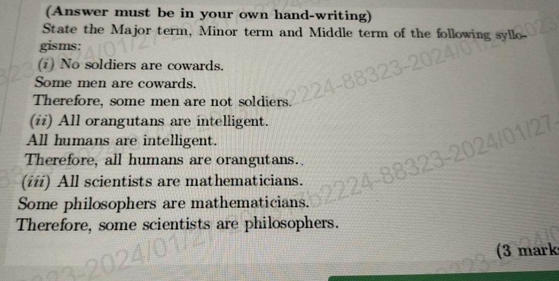 Solved (Answer must be in your own hand-writing)State the | Chegg.com