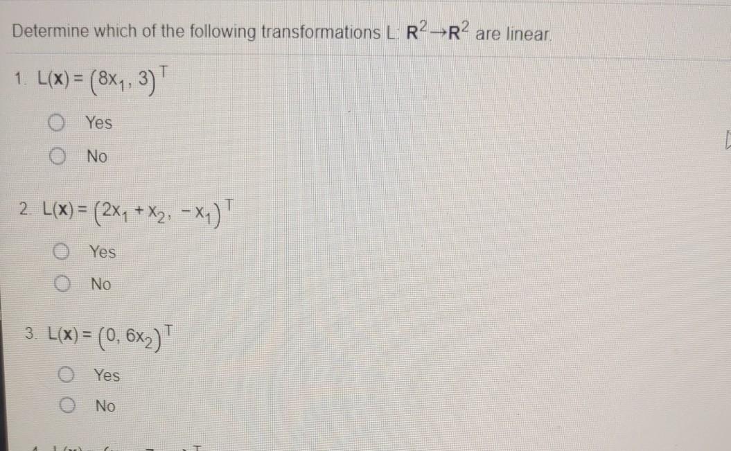 Solved Determine which of the following transformations L | Chegg.com