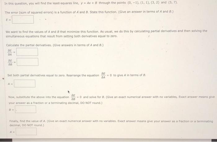 Solved In this question, you will find the least-squares | Chegg.com