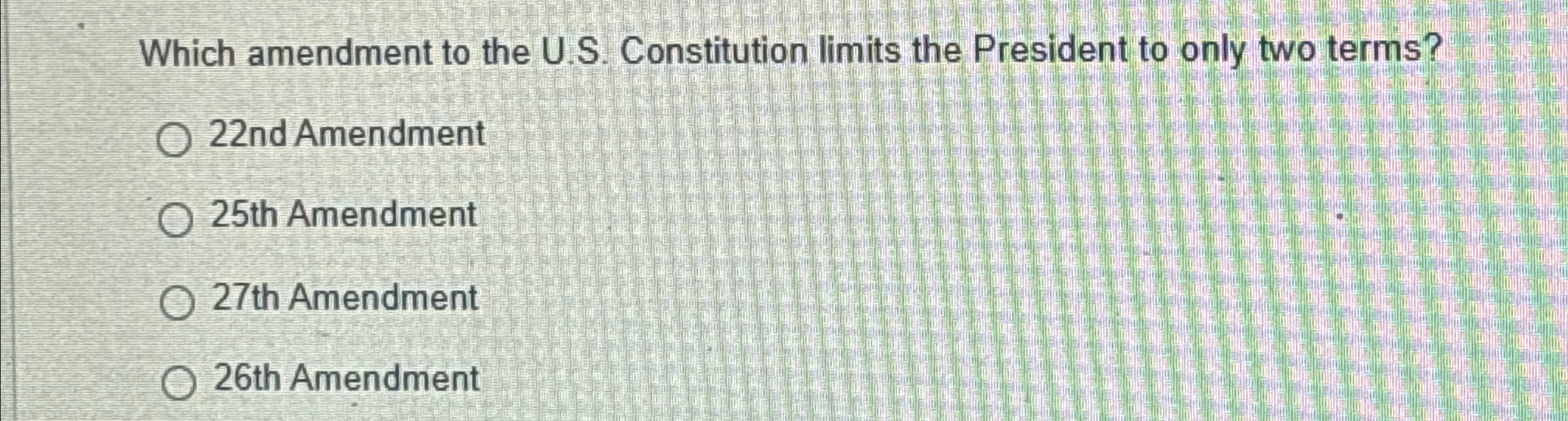 Solved Which amendment to the U.S. ﻿Constitution limits the | Chegg.com