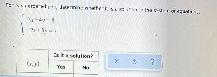 Solved For each ordered pair, determine whether it is a | Chegg.com