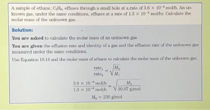 Solved A sample of ethane, C₂H6, effuses through a small | Chegg.com