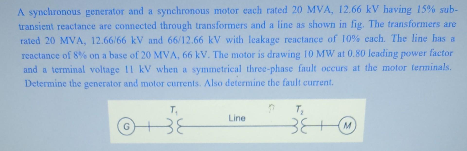 Solved A synchronous generator and a synchronous motor each | Chegg.com