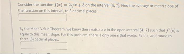 Solved Consider the function f(x)=2x+8 on the interval | Chegg.com