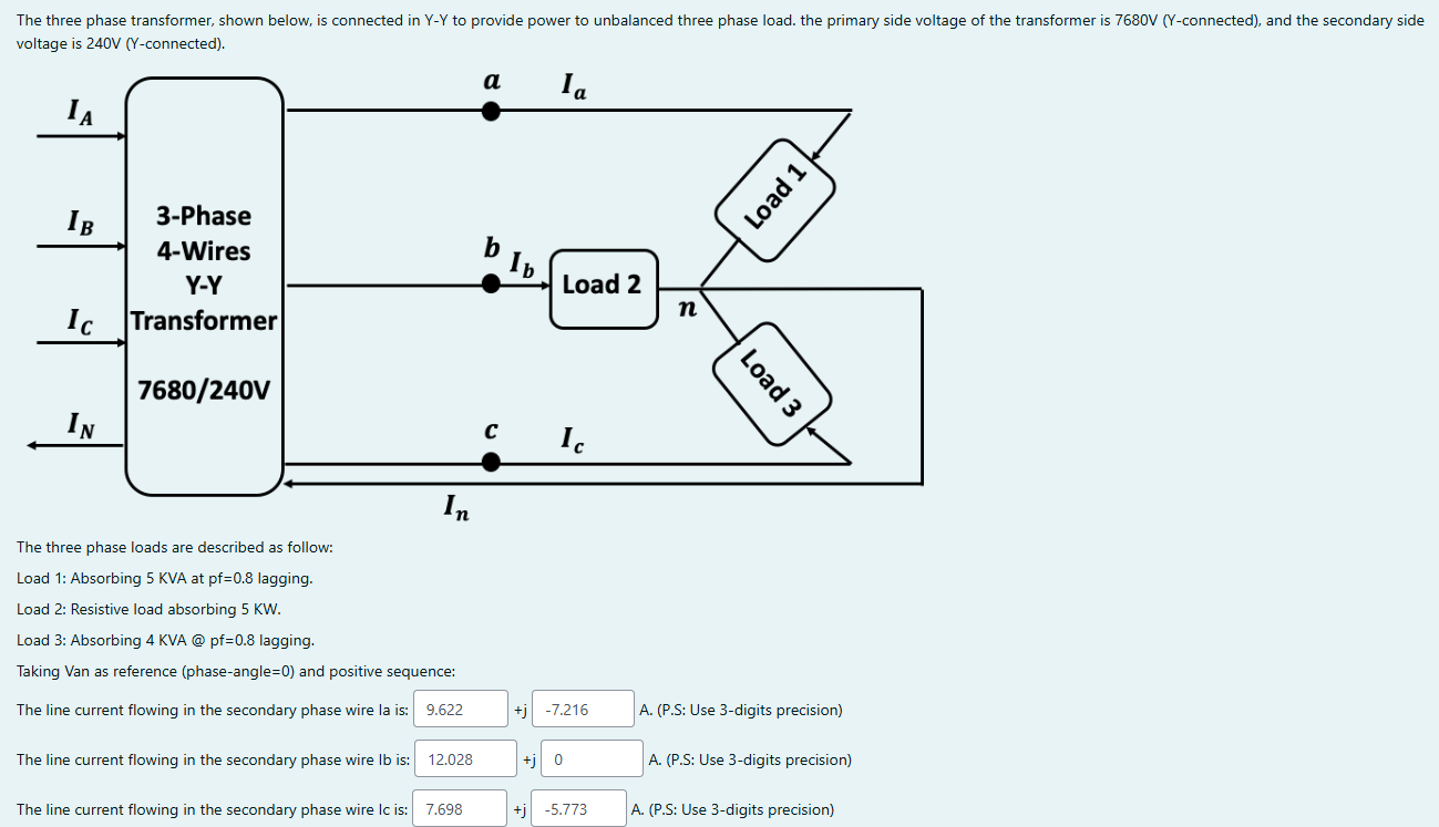 Solved The three phase transformer, shown below, is | Chegg.com