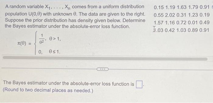 Solved A random variable X1,…,Xn comes from a uniform | Chegg.com