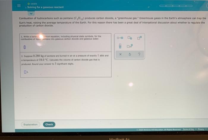 Solved GAMES Solving for a gaseous reactant Combustion of | Chegg.com