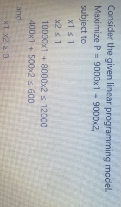 Solved -- Consider the given linear programming model. | Chegg.com