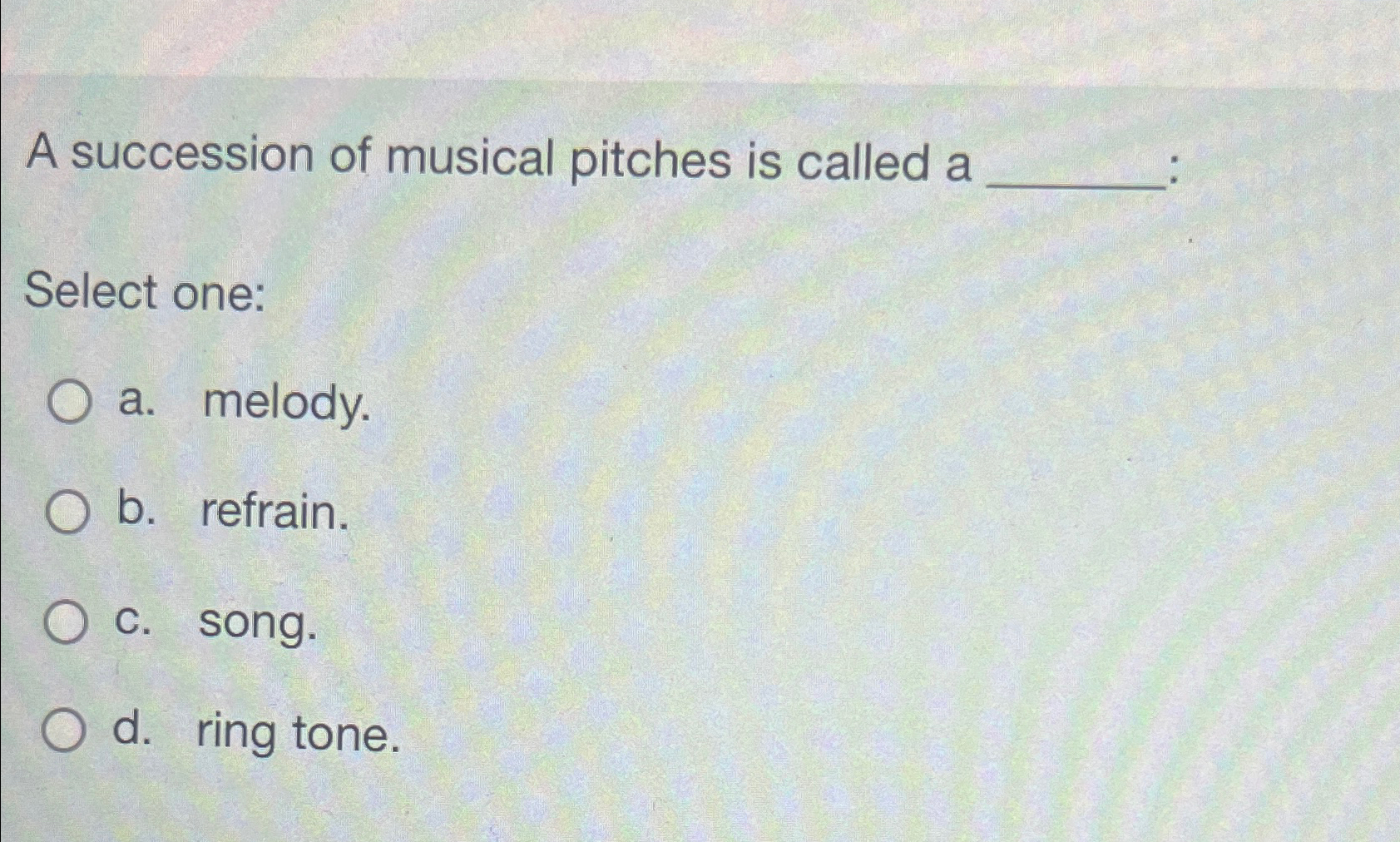 Solved A succession of musical pitches is called aSelect | Chegg.com
