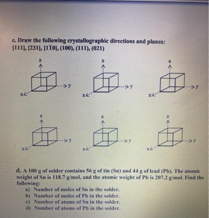 Solved c. Draw the following crystallographic directions and | Chegg.com