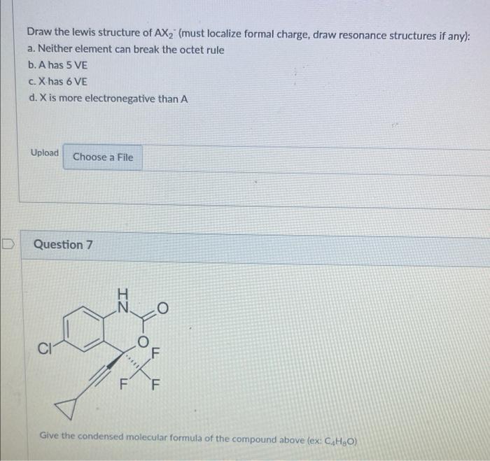 Solved Draw the lewis structure of AX₂ (must localize formal | Chegg.com