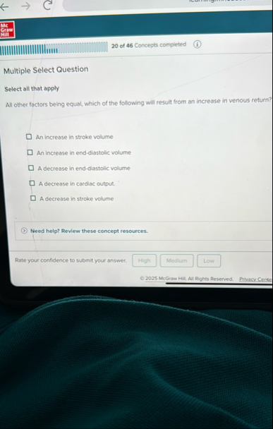 Solved McGrawBhill20 ﻿of 46 ﻿Concepts completed(i)Multiple | Chegg.com