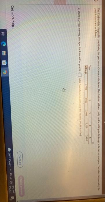 Solved past 5 years are as follows i) Using a 2 year meving | Chegg.com