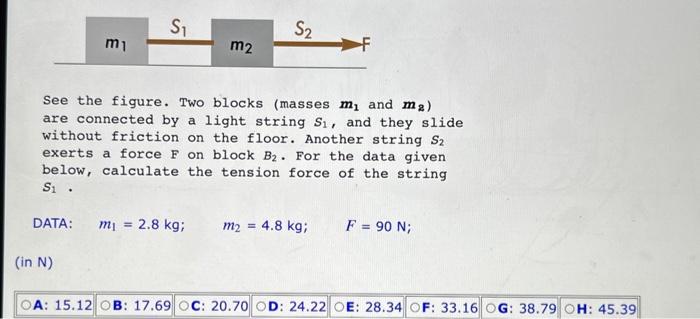 Solved See the figure. Two blocks (masses m1 and m2 ) are | Chegg.com