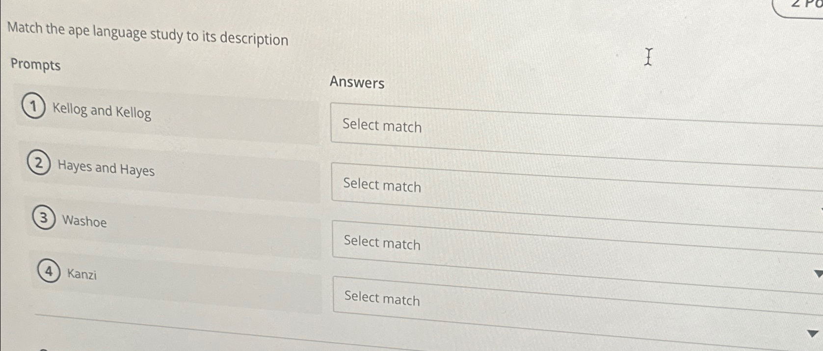 Solved Match the ape language study to its | Chegg.com