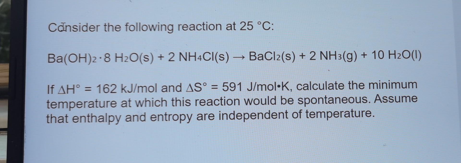 Solved Consider the following reaction at 25∘C : | Chegg.com