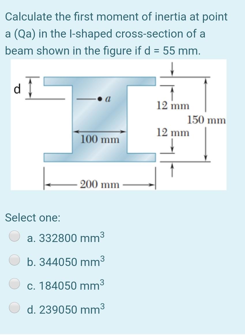 Solved Calculate the first moment of inertia at point a (Qa) | Chegg.com