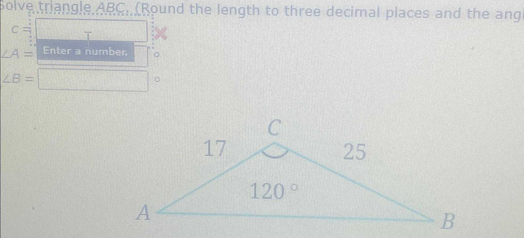 Solved triangle ABC... Round the length to three decimal | Chegg.com