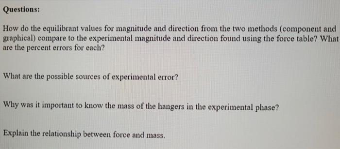 Solved How do the equilibrant values for magnitude and | Chegg.com