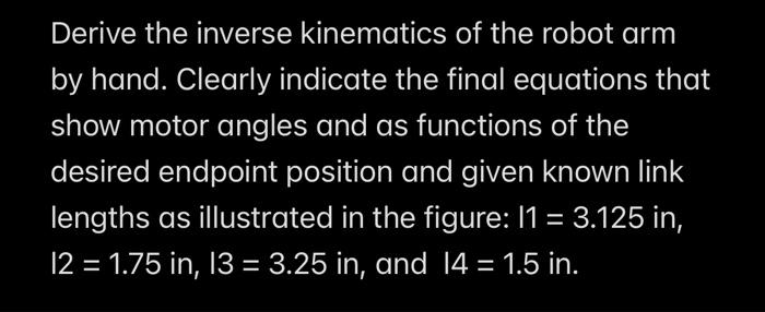 Solved Derive the inverse kinematics of the robot arm by | Chegg.com