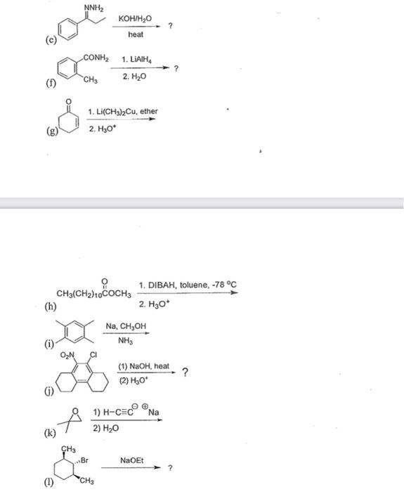Solved (c) heat KOH/H2O ? (f) 1. LiAlH4H2O→ ? 1. | Chegg.com
