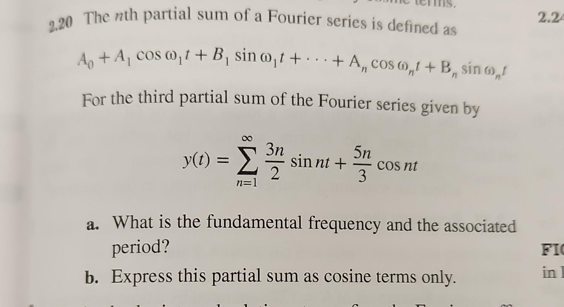 Solved 2.20 The nth partial sum of a Fourier series is | Chegg.com