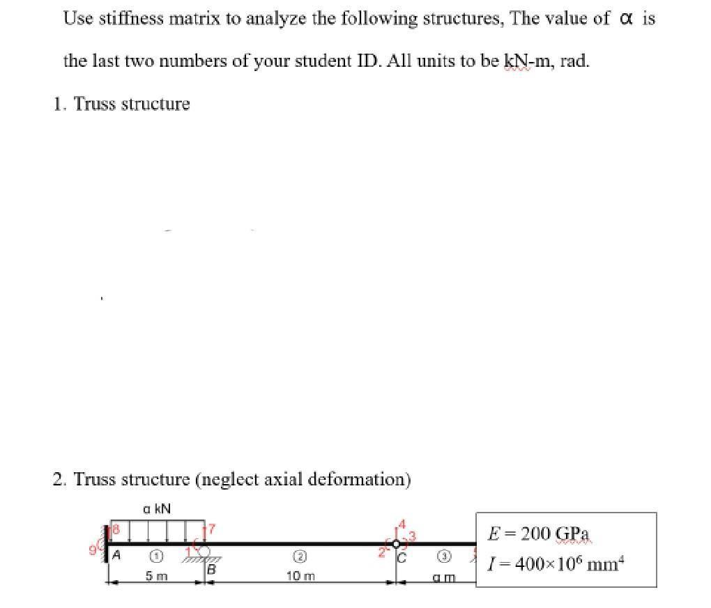 Use stiffness matrix to analyze the following | Chegg.com