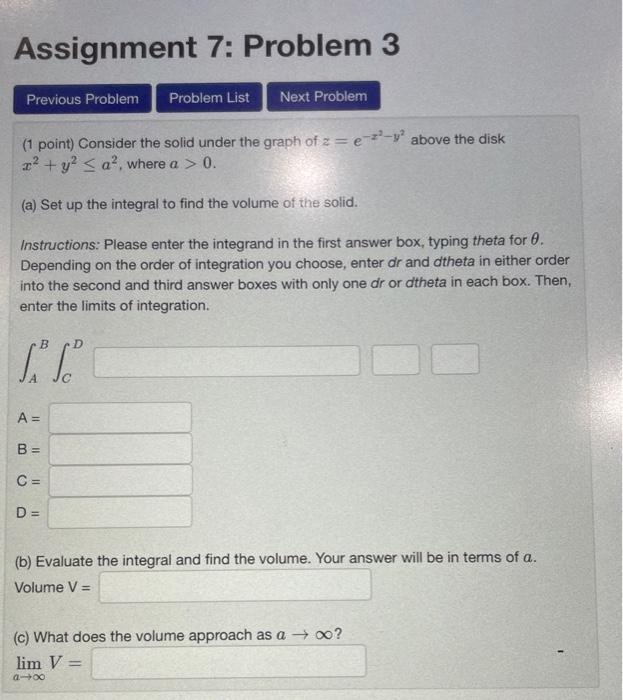 Solved (1 point) Consider the solid under the graph of | Chegg.com