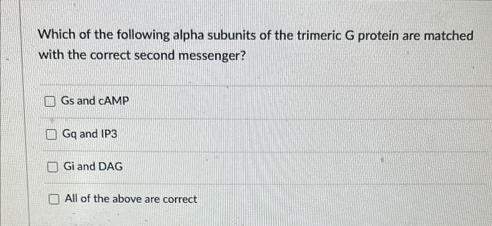 Solved Which of the following alpha subunits of the trimeric | Chegg.com