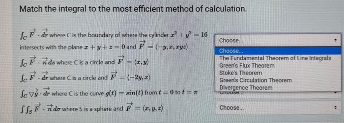 Solved Match the integral to the most efficient method of | Chegg.com