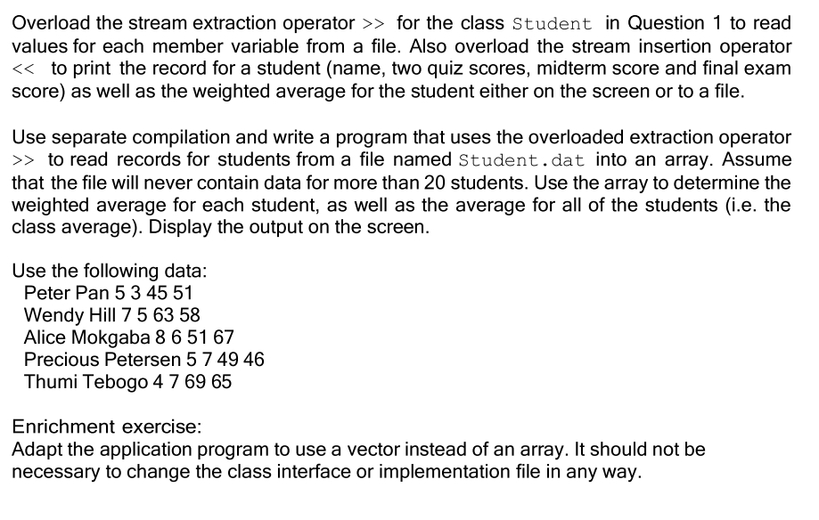 Overload The Stream Extraction Operator for The