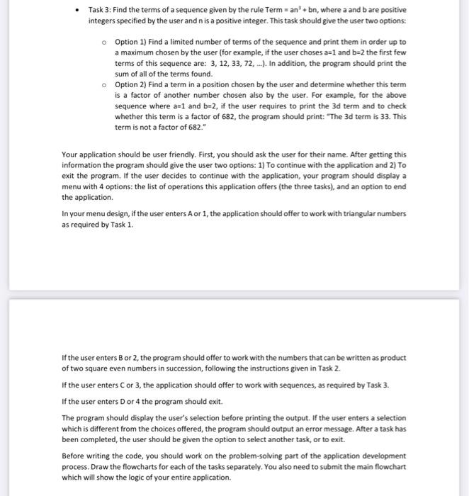 Solved - Task 3: Find the terms of a sequence given by the | Chegg.com